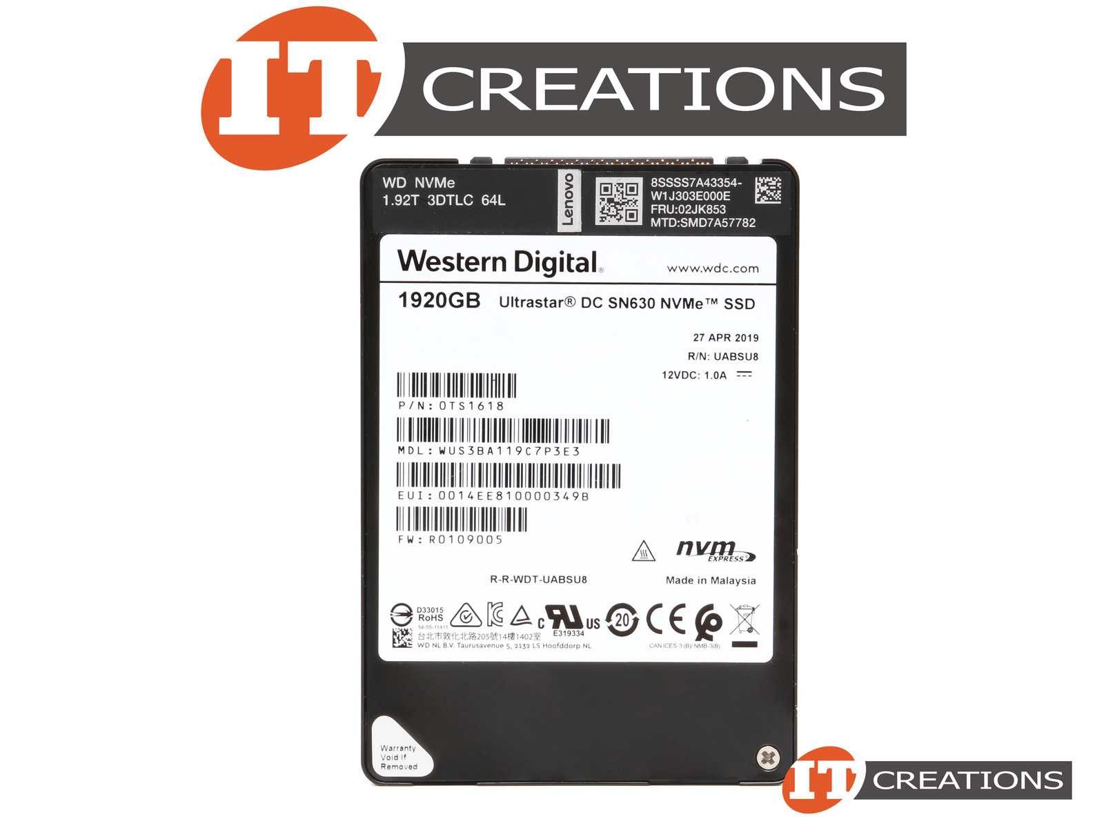 02JK853 - New Other - Lenovo 1920GB 64-Layer TLC PCIE Gen3.1 X4 NVME U ...