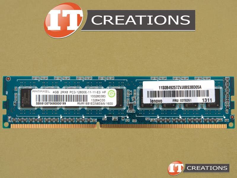 03T8261 LENOVO / SK HYNIX 4GB PC3L-12800E DDR3-1600 UNBUFFERED ECC 1RX8 CL12 240 PIN 1.35V LOW ...
