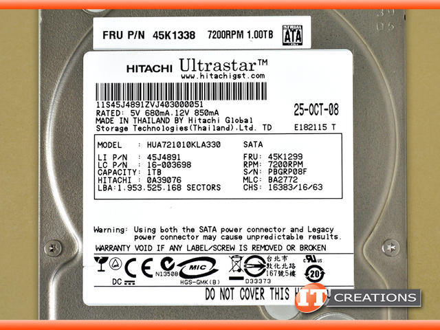 0A39076-IBM IBM 1TB 7.2K RPM 3.5 INCH SATA HARD DRIVE (DUAL LABEL / IBM ...