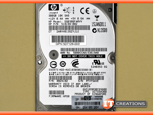 0B24182-HP HP / HITACHI GLOBAL 300GB 10K RPM SAS 2.5 INCH SMALL FORM ...
