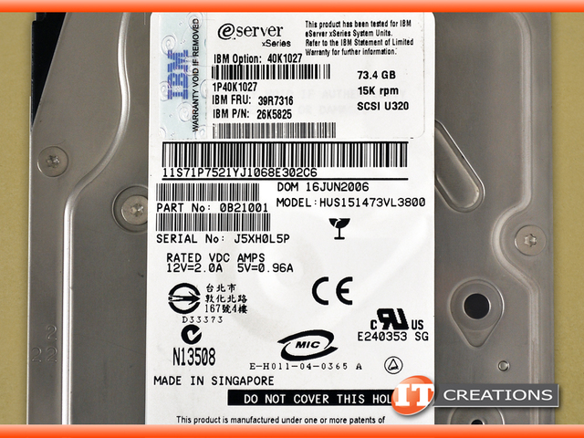 0B21001-IBM IBM 73.4GB 15K RPM 3.5 INCH U320 SCSI HARD DRIVE (DUAL ...