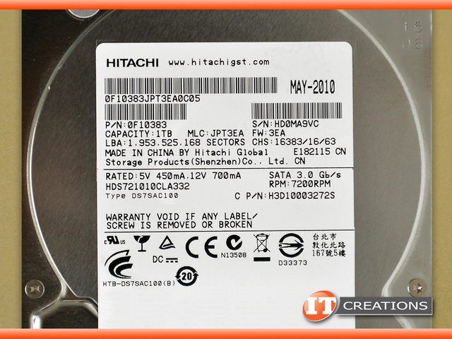 0F10383 HITACHI 1TB 7.2K RPM SATA 3.5 INCH HARD DRIVE