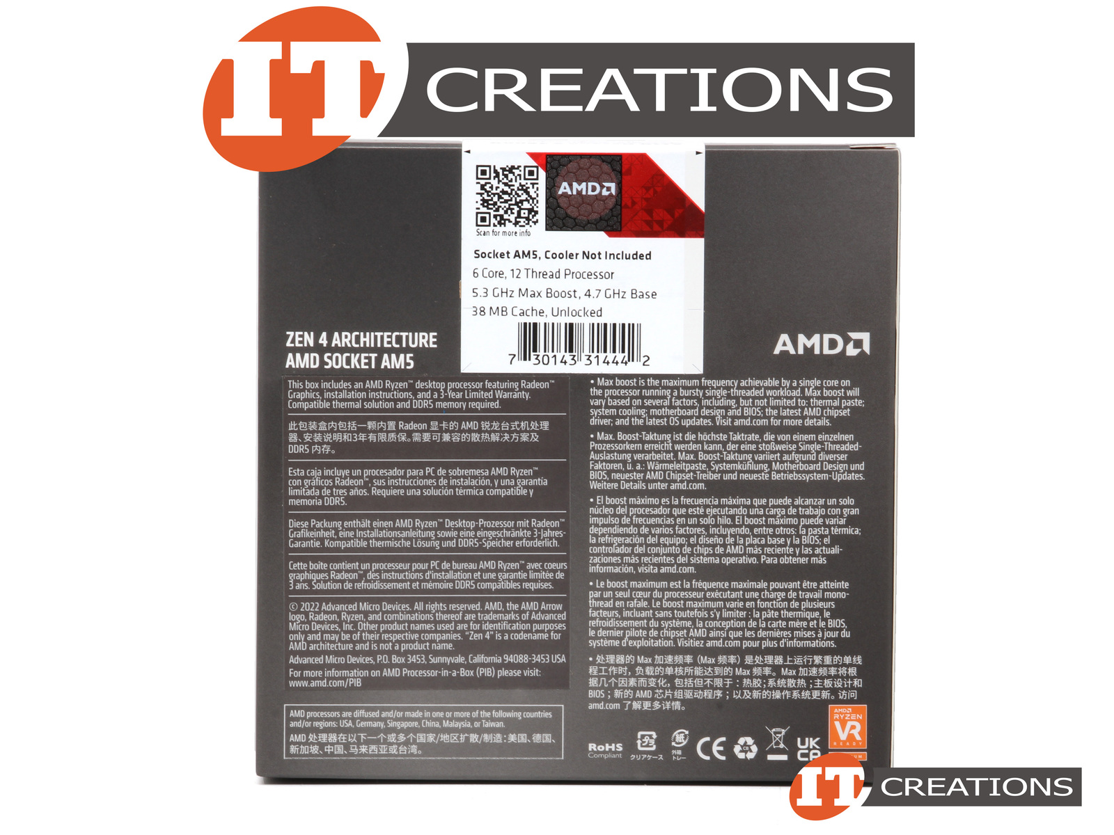 100-100000593WOF-RETAIL - Retail - AMD RYZEN 5 6 CORE PROCESSOR 7600X 4 ...