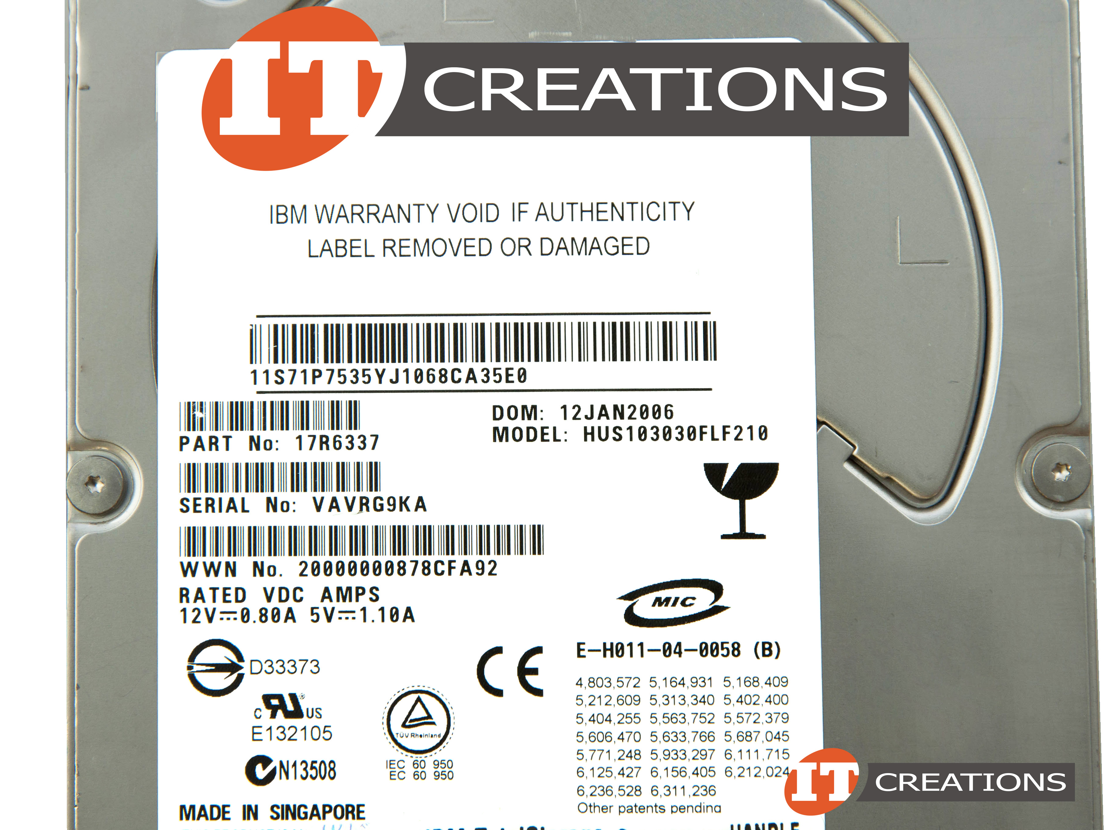 17R6337 IBM / HITACHI GLOBAL 300GB 10K RPM FIBRE CHANNEL FC 3.5 INCH ...