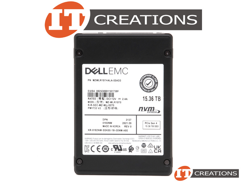 182NW - New Other - DELL EMC / SAMSUNG 15.36TB PCIE GEN4 X4 NVME U.2 ...