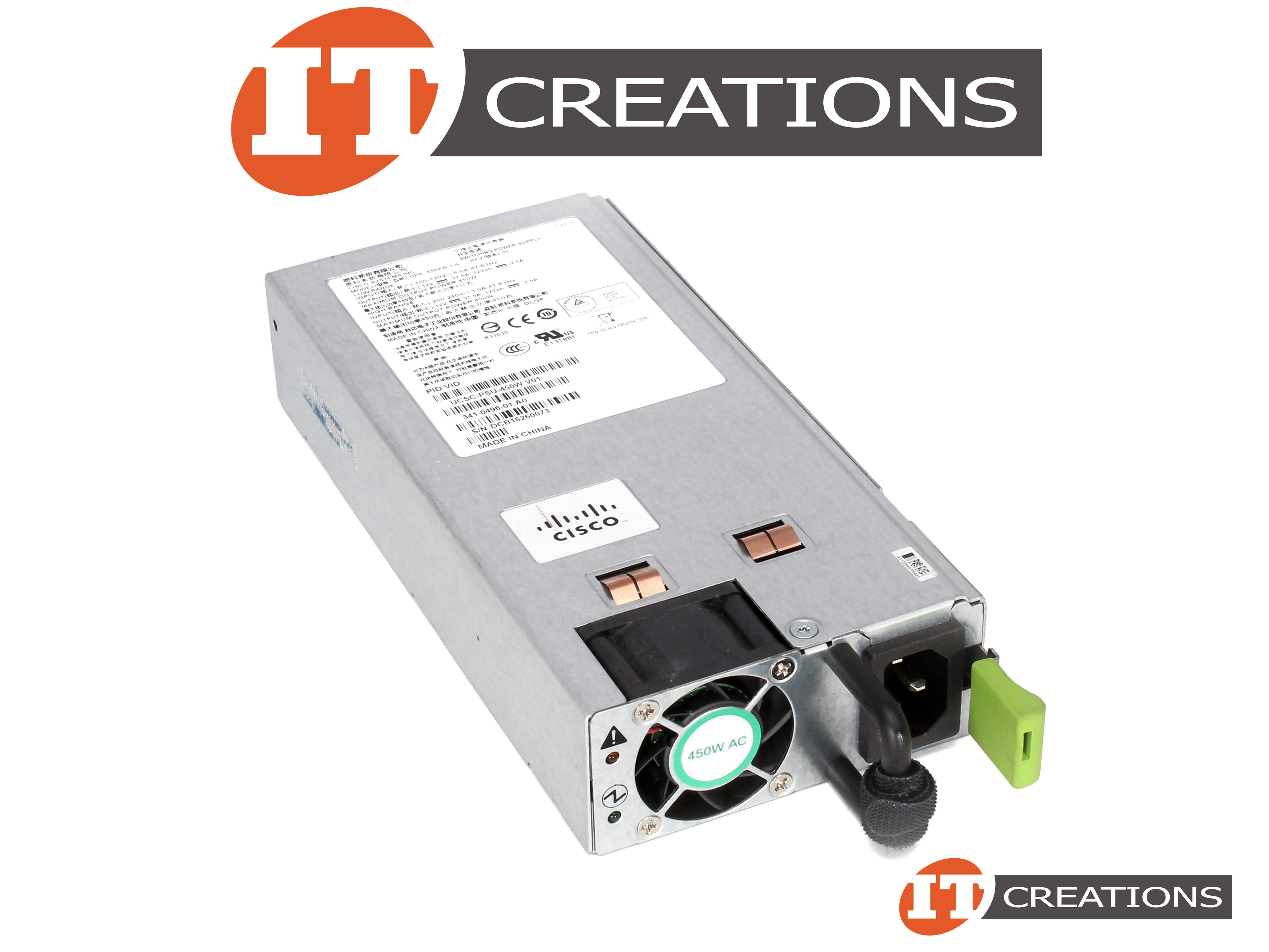 341-0496-01 Cisco Power Supply 450w AC Input 100-120v 3.0a / 200-240v 3 ...