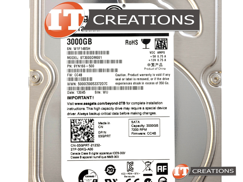 3GPRT - New - DELL / SEAGATE 3TB 7.2K RPM SATA 3.5 INCH LARGE FORM ...