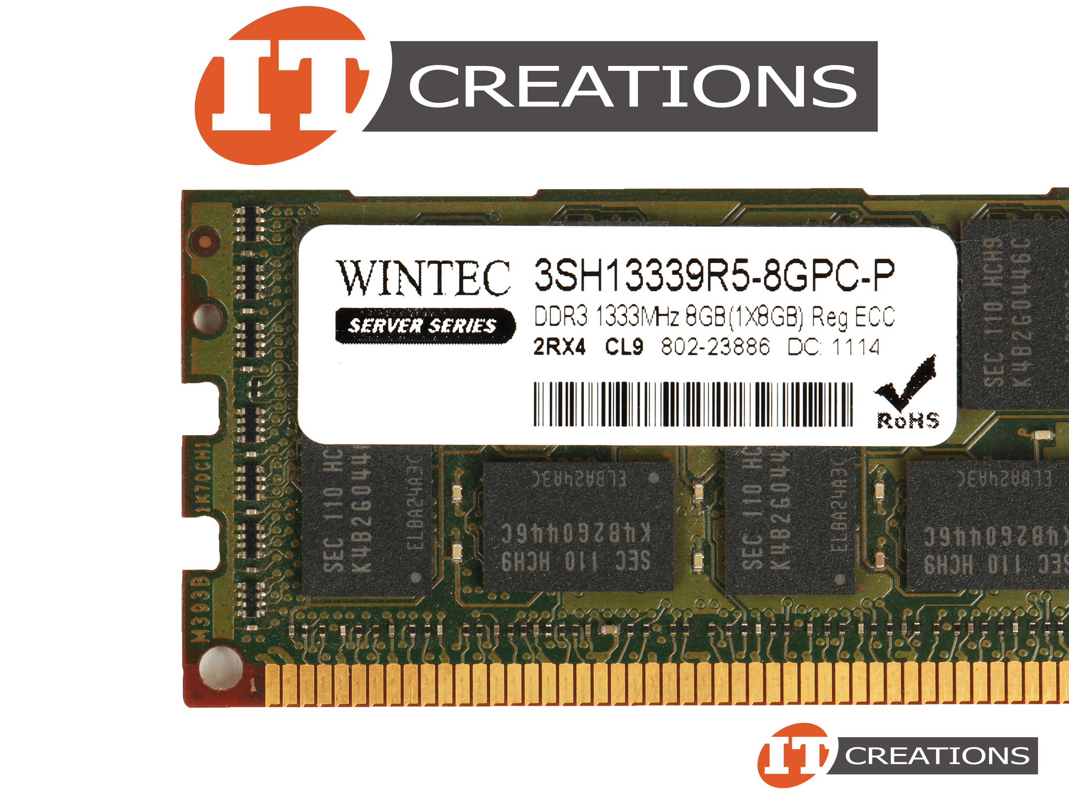 3SH13339R5-8GPC-P WINTEC 8GB PC3-10600R DDR3-1333 REGISTERED ECC 2RX4 ...