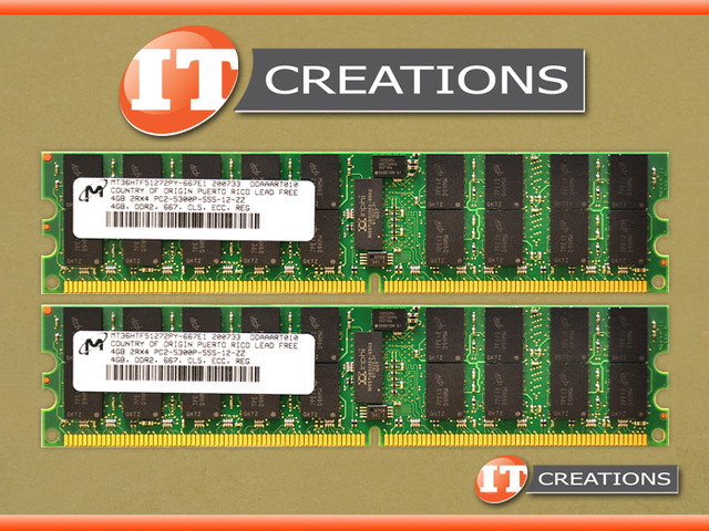408854-B21 HP 8GB (2X4GB) 2rx4 PC2-5300p Registered ECC Ddr2-667 Dual Rank Memory KIT