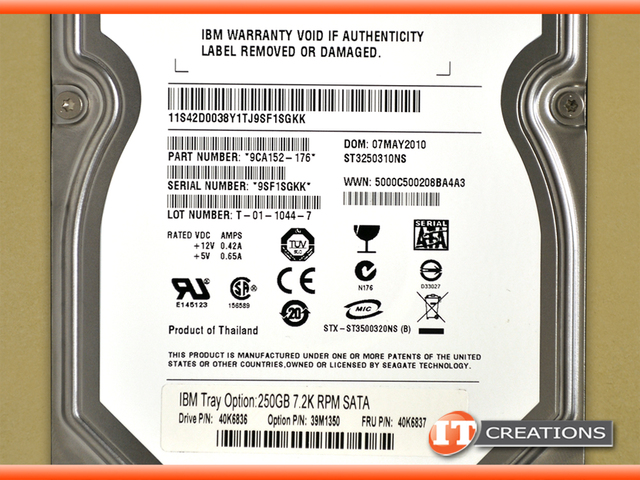 40K6837 IBM 250GB 7.2K RPM 3.5 INCH SATA HARD DRIVE
