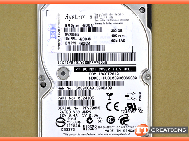 42D0648 IBM 300GB 10K RPM SAS 2.5 INCH HARD DRIVE