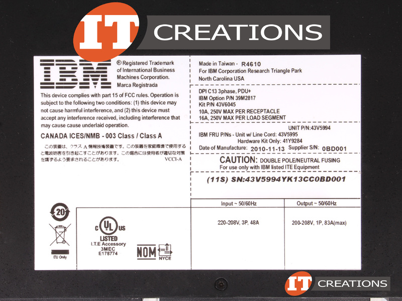 43V5995 IBM DPI THREE PHASE 60A / 208V ENTERPRISE X12 C13 PDU PLUS ...