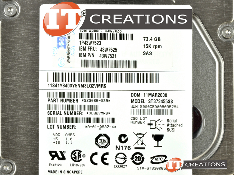 43W7531 IBM 73GB 15K RPM SAS 3.5 INCH HARD DRIVE