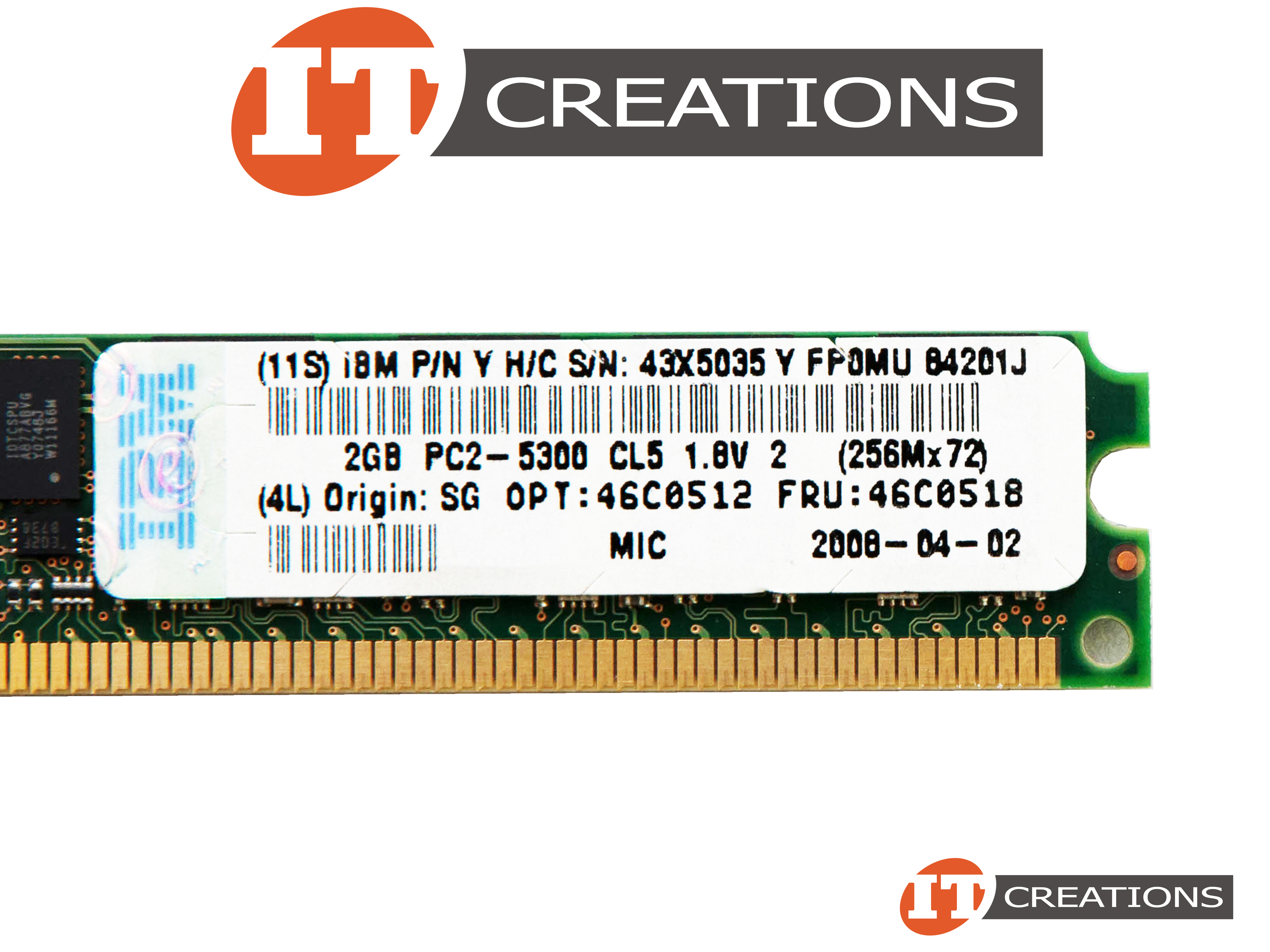 43X5035 IBM / MICRON 2GB PC2-5300P DDR2-667 PARITY ECC 1RX4 CL5 240 PIN ...