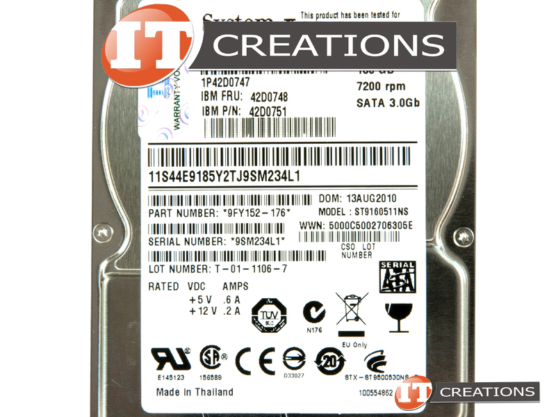 44E9185 - Used - IBM / SEAGATE 160GB 7.2K RPM SATA 2.5 INCH SMALL FORM ...