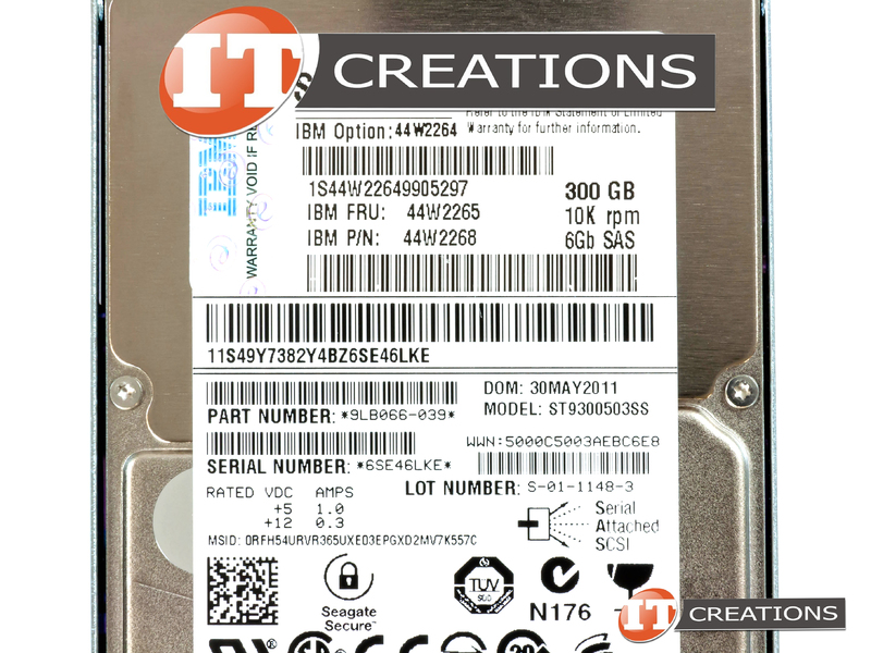 44W2264 IBM / SEAGATE 300GB 10K RPM SAS 2.5 INCH SMALL FORM FACTOR SFF ...