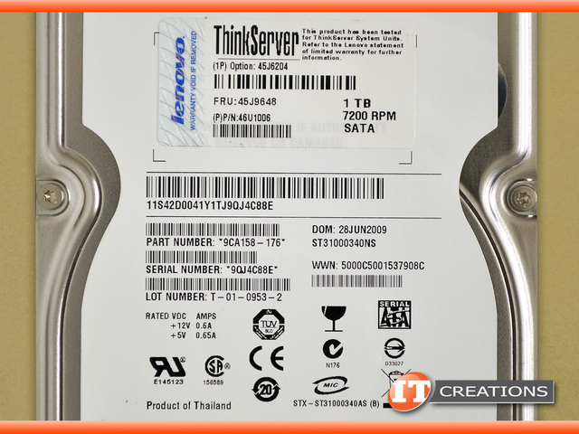 46U1006 IBM 1TB 7.2K RPM SATA 3.5 INCH HARD DRIVE