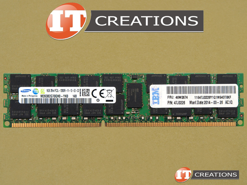 46W0672 - Used - IBM / Samsung 16GB PC3L-12800r DDR3-1600 Registered ...