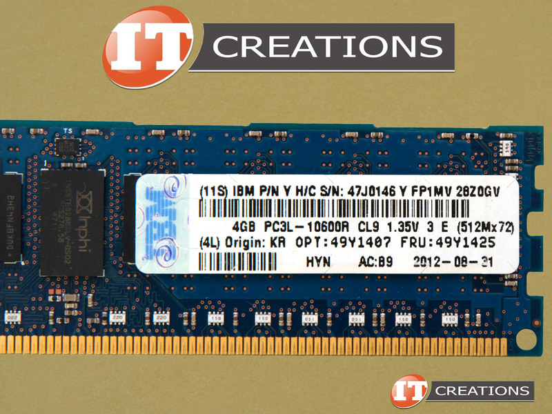 49Y3777 IBM / SK HYNIX 4GB PC3L-10600R DDR3-1333 REGISTERD ECC 2RX8 CL9 ...