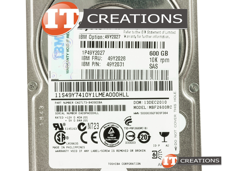 49Y7410 - Used - IBM / TOSHIBA 600GB 10K RPM SAS 2.5 INCH SMALL FORM ...