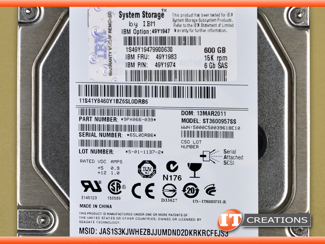 49Y1983 IBM 600GB 15K RPM SAS 3.5 Inch Hard Drive With Tray/caddy (tray ...