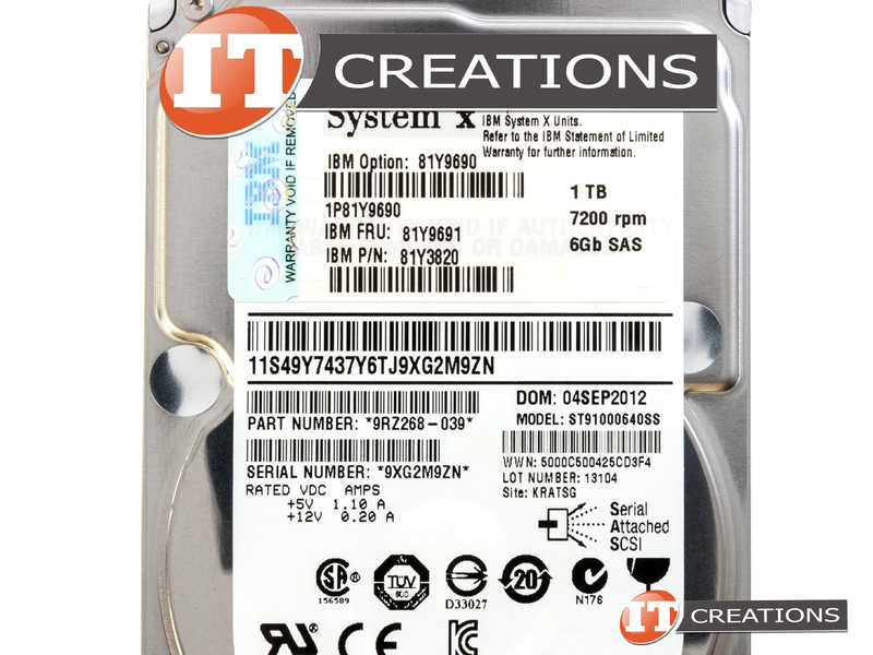 49Y7437 IBM / Seagate 1TB 7.2k RPM SAS 2.5 Inch Small Form Factor SFF ...