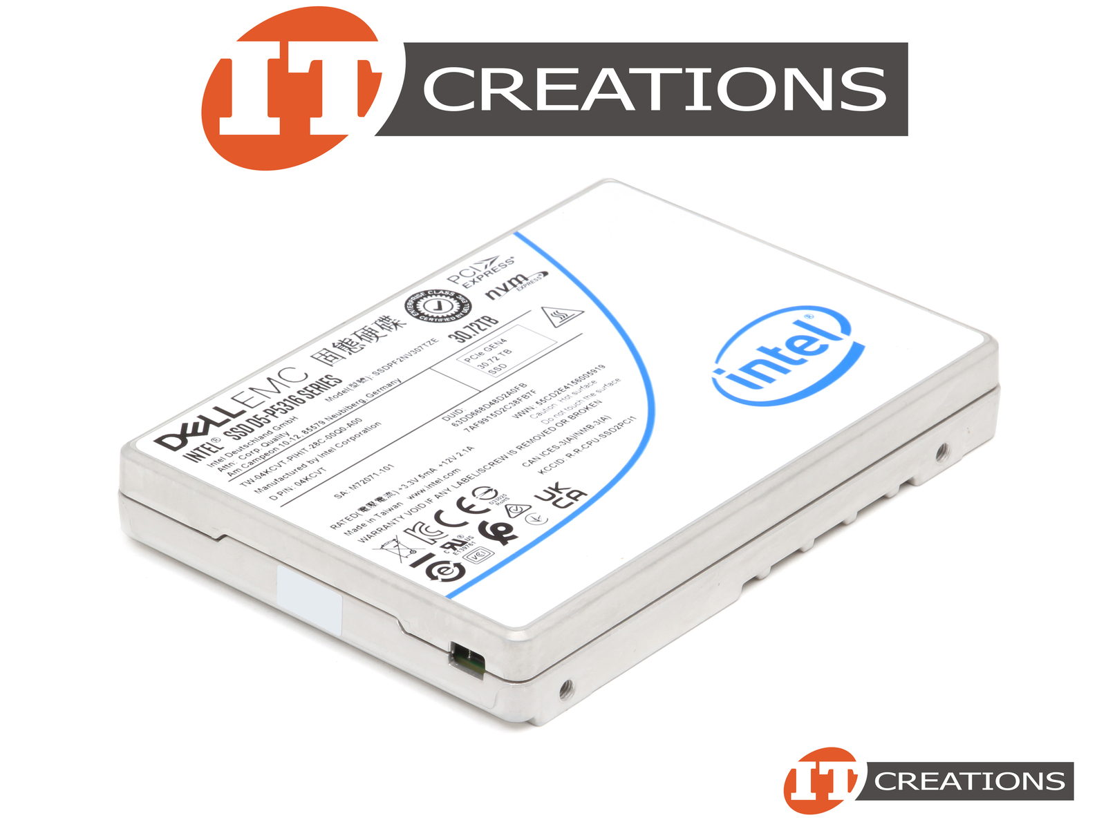 4KCVT - New - DELL EMC / Intel 30.72TB 144l QLC PCIE 4.0 X4 NVME U.2 ...