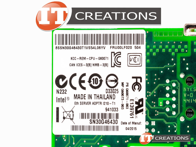 4XC0H00338-HIGH P LENOVO I210-T1 1G NIC PCI-E X1 NETWORK INTERFACE CARD ...