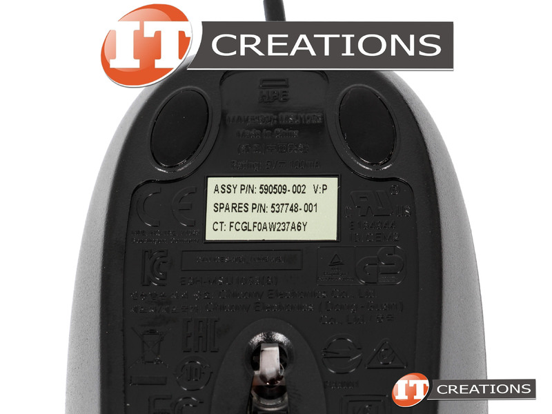 537748-001 HP USB OPTICAL MOUSE - SCROLL WHEEL DUAL BUTTON ( MODEL PN ...
