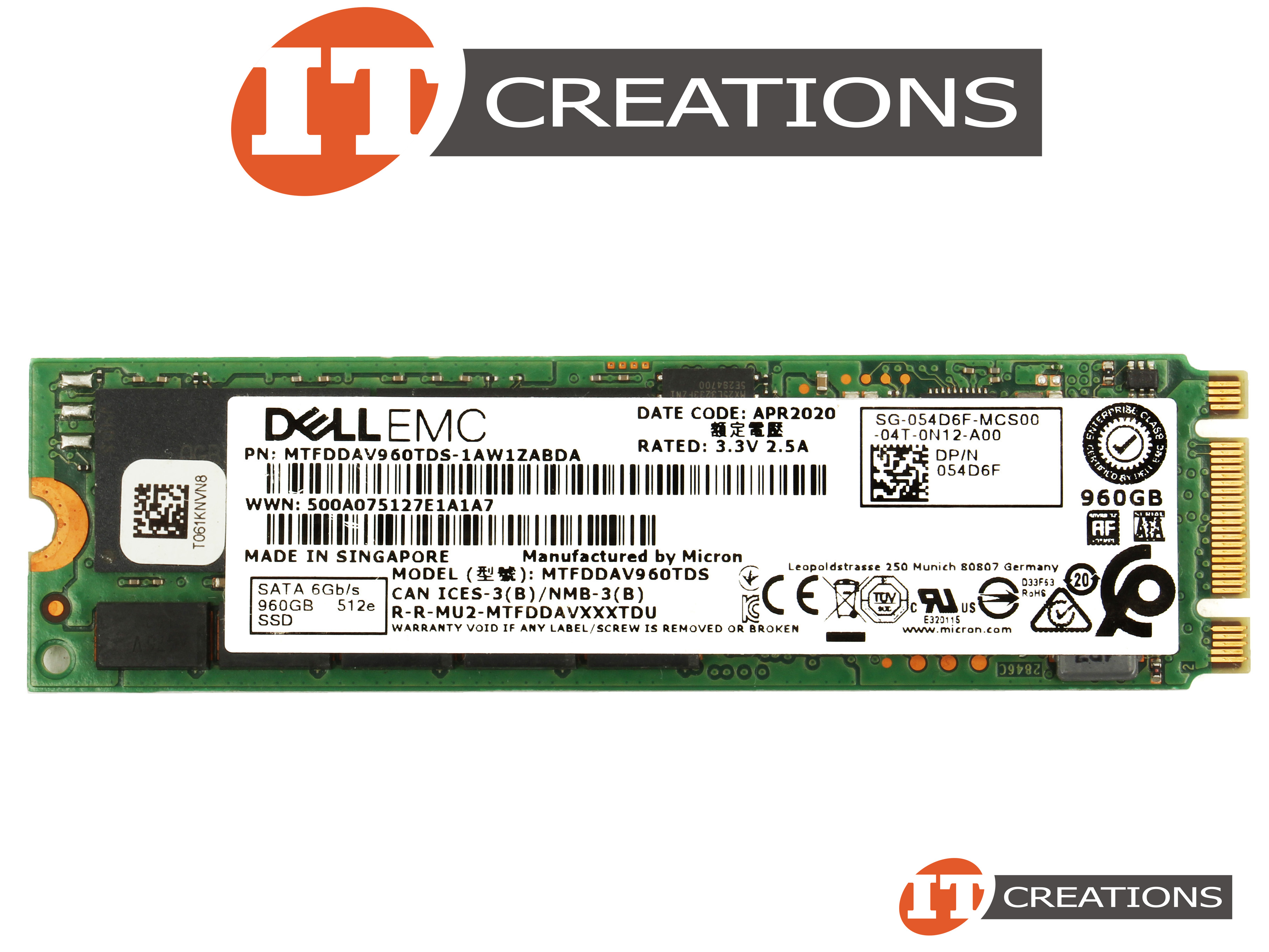 54D6F - Refurbished - DELL EMC / Micron 960GB TLC SATA III M.2 2280 ...