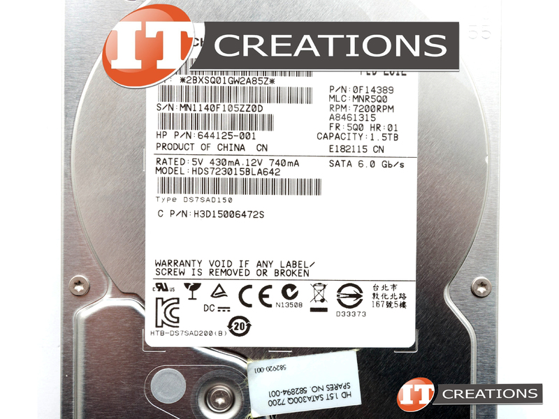 582894-001 - New Other - HP / Hitachi Global 1.5TB 7.2k RPM SATA III 3. ...