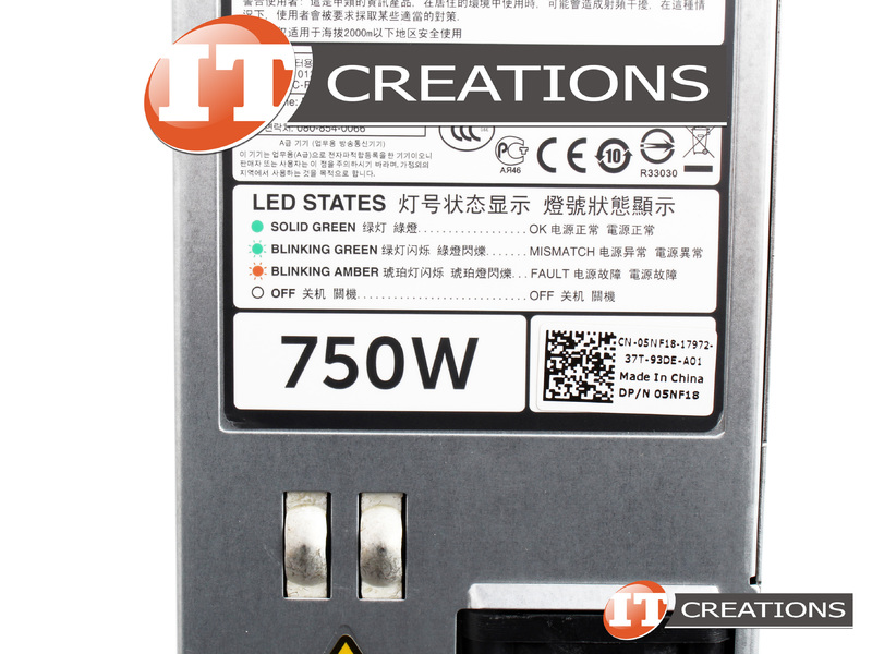 5NF18 DELL POWER SUPPLY 750W INPUT 100-240V 50-60HZ 10-5A 80 PLUS ...
