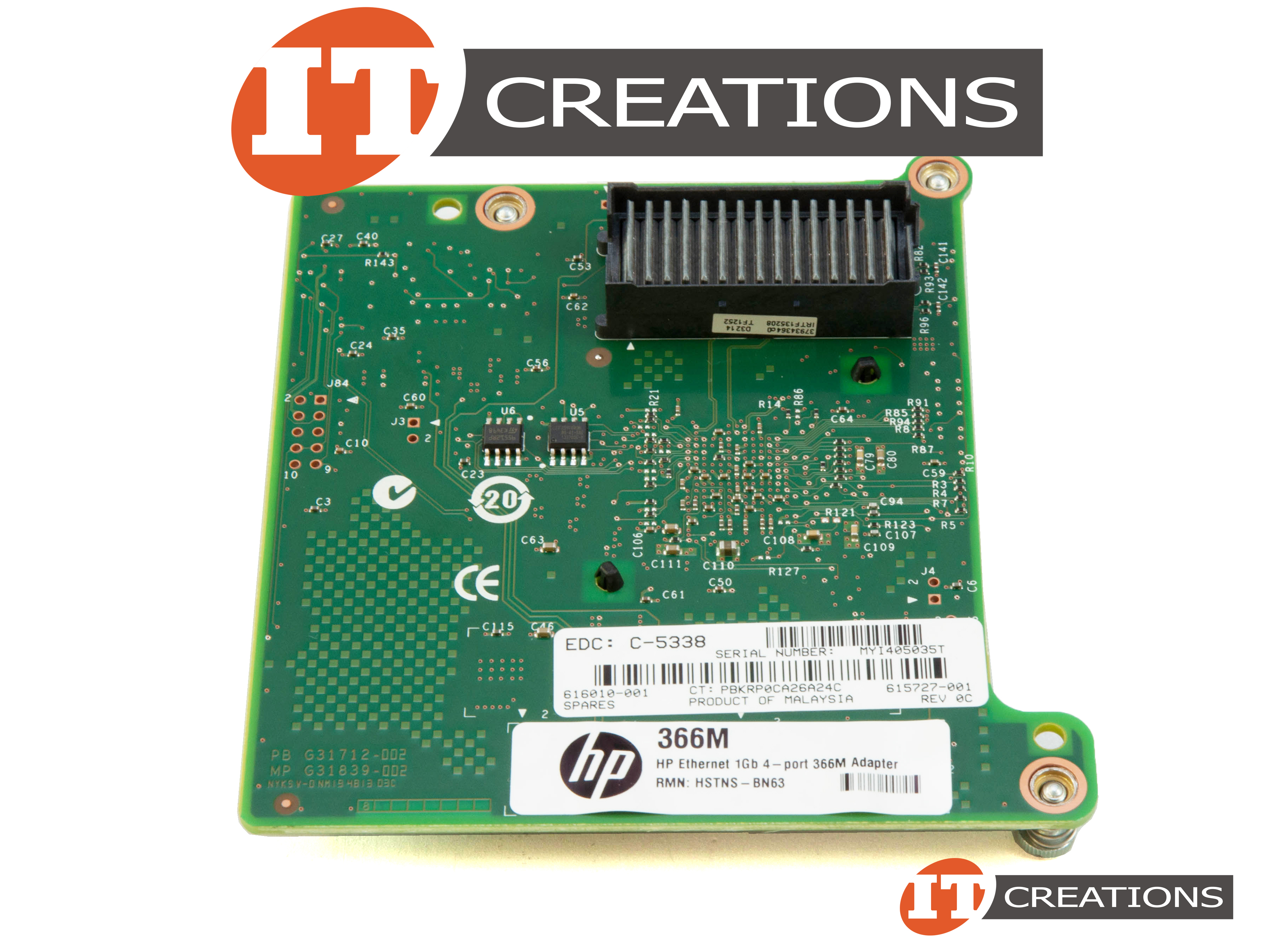 616010-001 HP 366M MEZZANINE CARD 1GB 4 PORT ETHERNET ADAPTER FOR HP ...