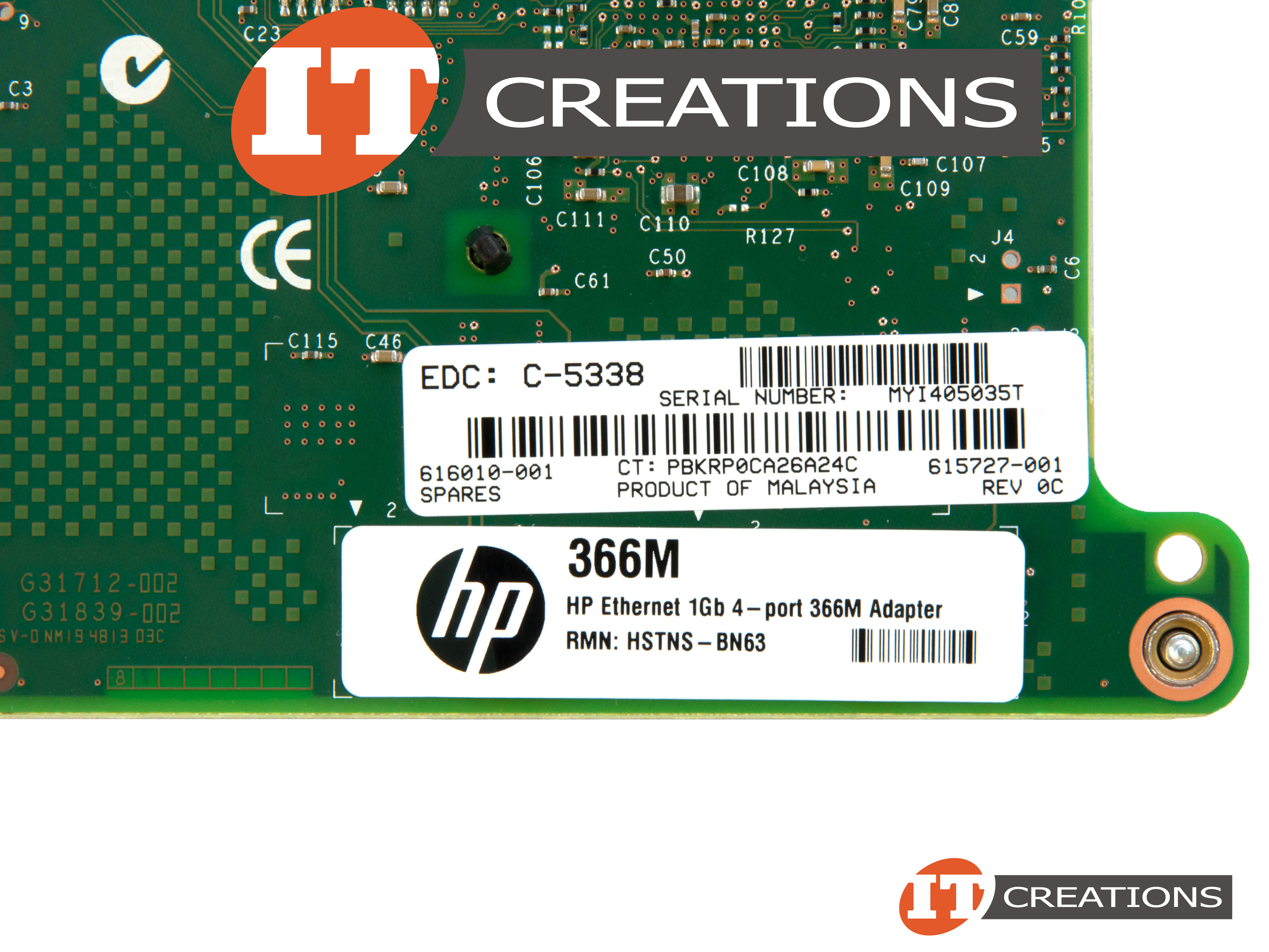 616010-001 HP 366M MEZZANINE CARD 1GB 4 PORT ETHERNET ADAPTER FOR HP ...