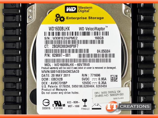 629097-001 HP 160GB 10K RPM SATA 3.5 Inch Hard Drive (velociraptor)
