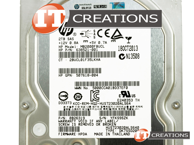 638521-001 HP / HITACHI GLOBAL 2TB 7.2K RPM SAS 3.5 INCH LARGE FORM ...