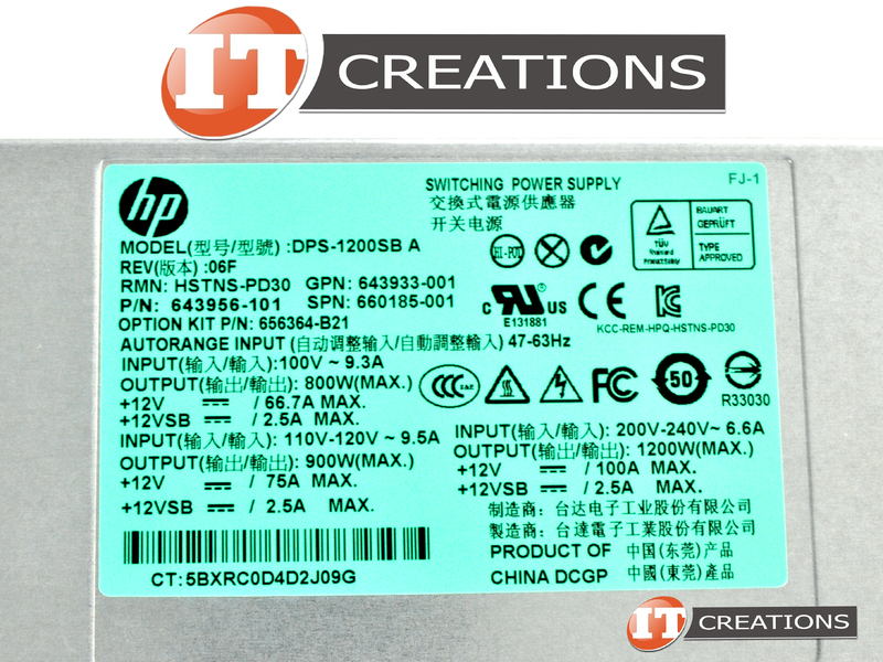 643956-101 HP / HPE POWER SUPPLY 1200W AC INPUT 100-240V 9.5-6.6A 47 ...