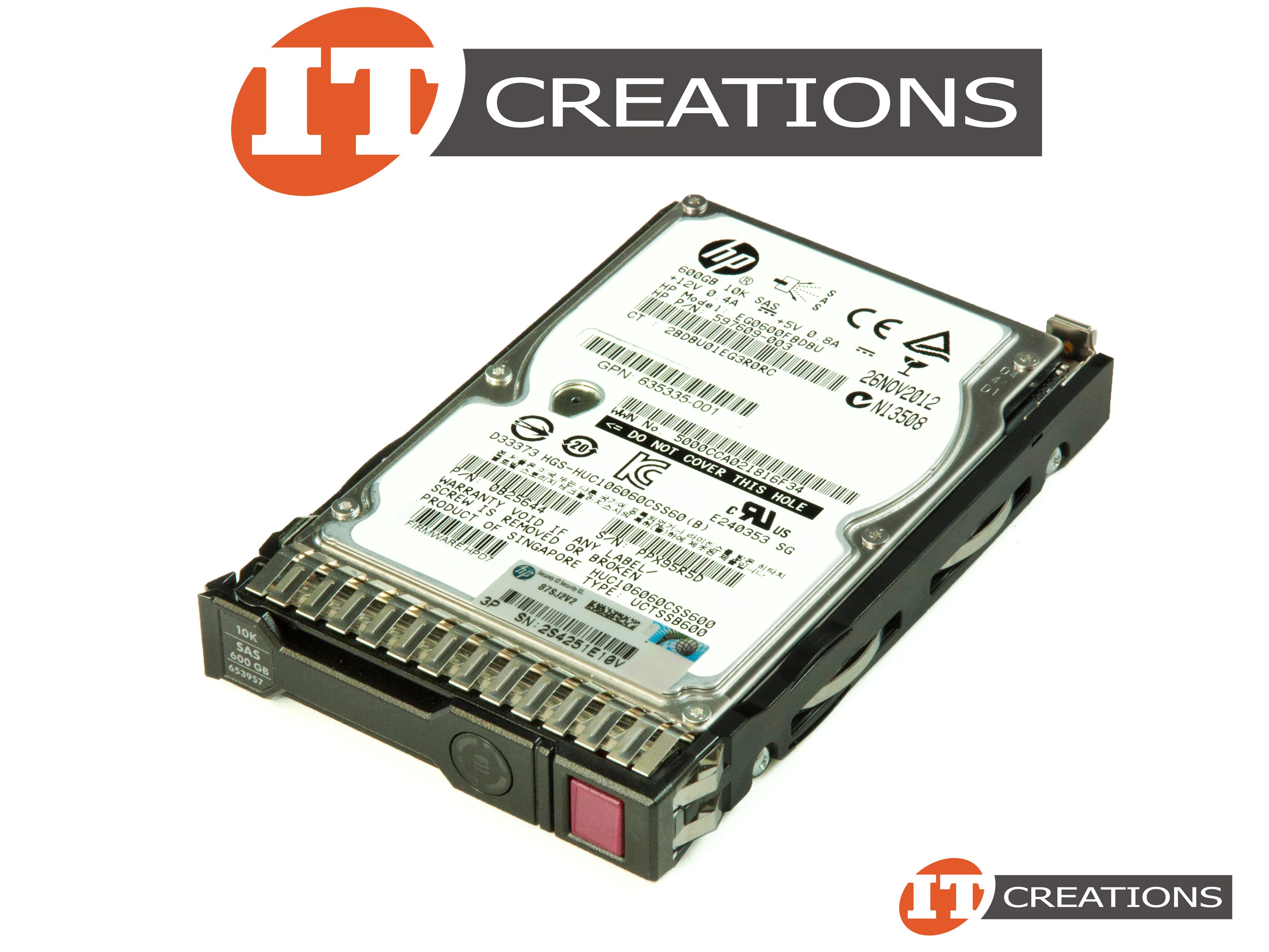 652583-B21 HP 600GB 10K RPM SAS 2.5 INCH HARD DRIVE WITH G8 CADDY