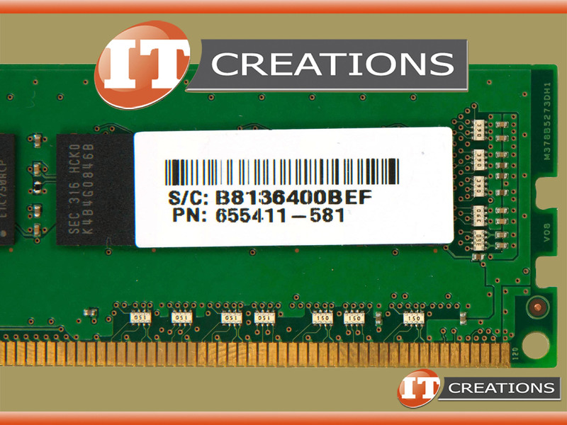 655411-581 HP / SAMSUNG 8GB PC3-12800U DDR3-1600 UNBUFFERED NON ECC 2RX8 CL11 240 PIN 1.5V ...