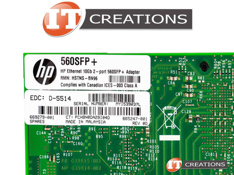 665249-B21-LOW P HP 560SFP+ 10GBE 2P PCI-E 2.0 X8 ETHERNET ADAPTER ...