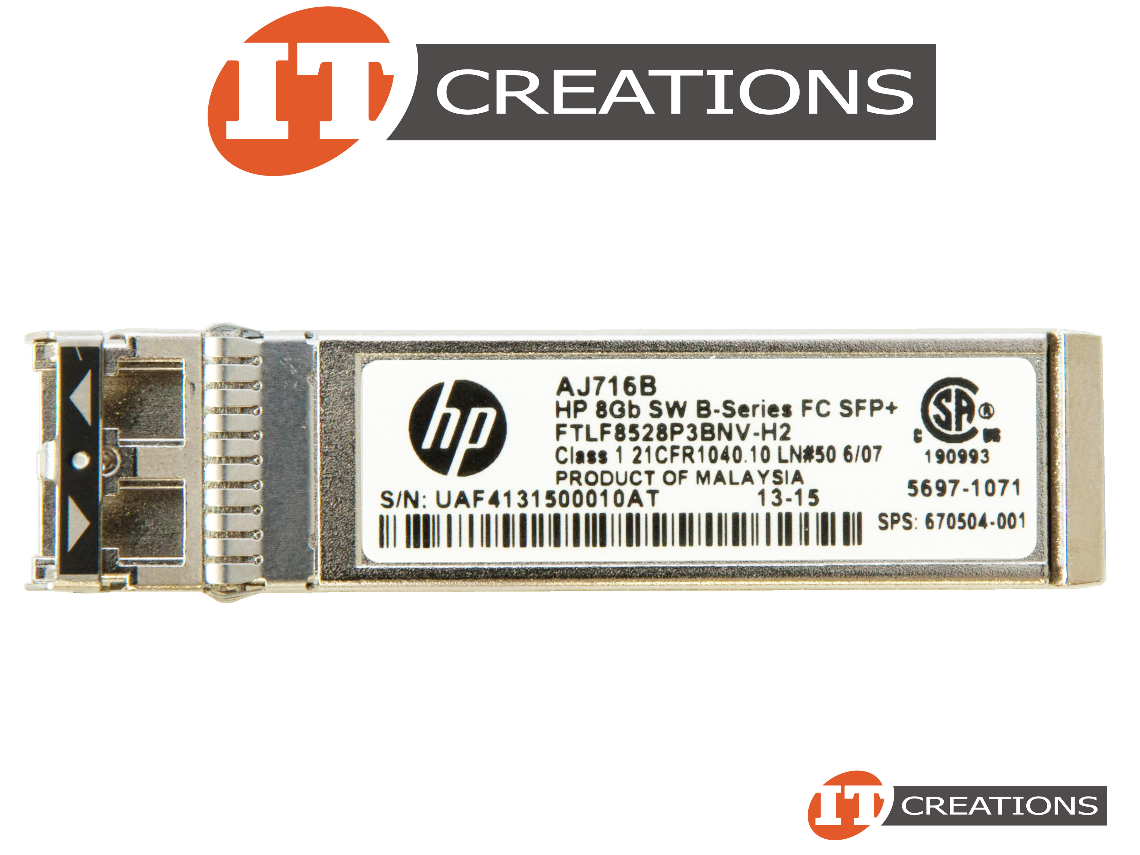 670504-001 HP TRANSCEIVER 8GB SHORT WAVE SW FIBER CHANEL FC SMALL FORM ...