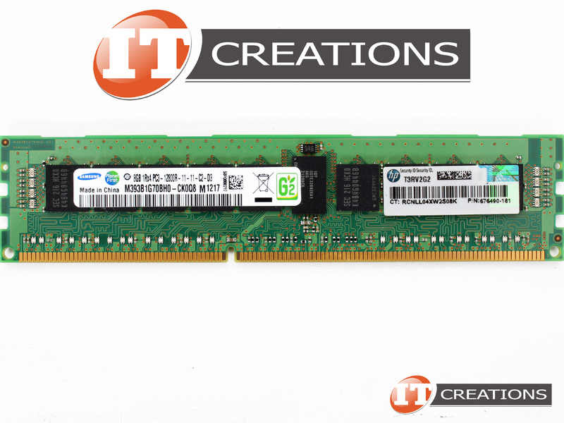676490-181U - Refurbished - HP / SAMSUNG 8GB PC3-12800R DDR3-1600 REGISTERED ECC 1RX4 CL11 240 ...
