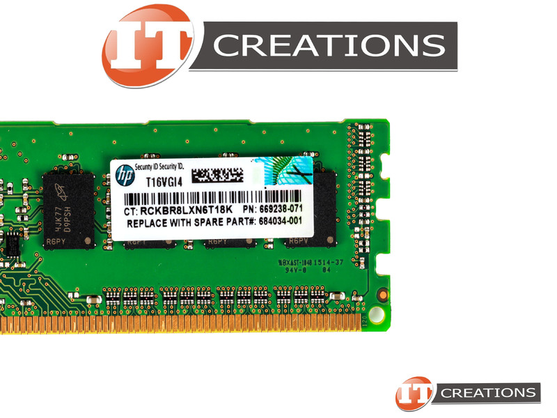 684034-001 HP / SK HYNIX 4GB PC3-12800E DDR3-1600 UNBUFFERED ECC 2RX8 CL11 240 PIN 1.5V MEMORY ...