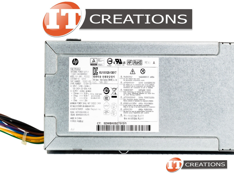 702307-002 HP Power Supply 240w Input 100-240v 4A 50-60hz 80 Plus ...