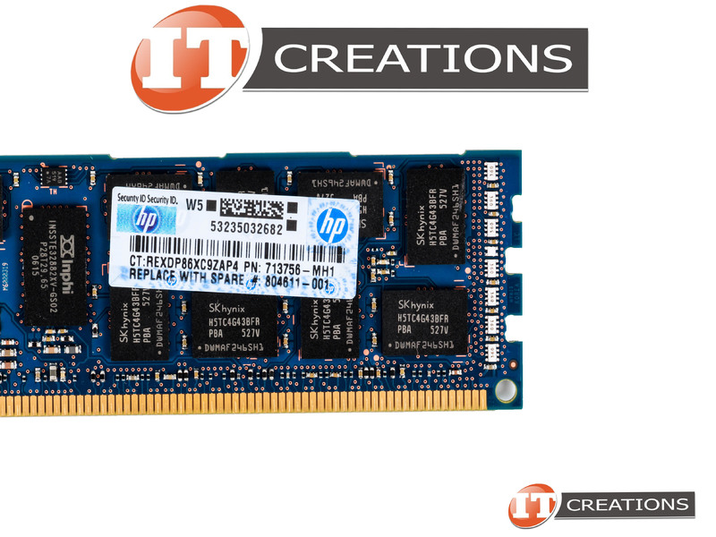 713756-MH1 HP / SK Hynix 16GB PC3L-12800r DDR3-1600 Registered ECC 2rx4 Cl11 240 PIN 1.35v LOW ...