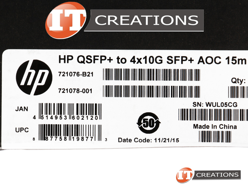 721078-001-NEW - New - HP / HPE 40G QSFP+ TO 4X10G SFP+ AOC 15M CABLE ...