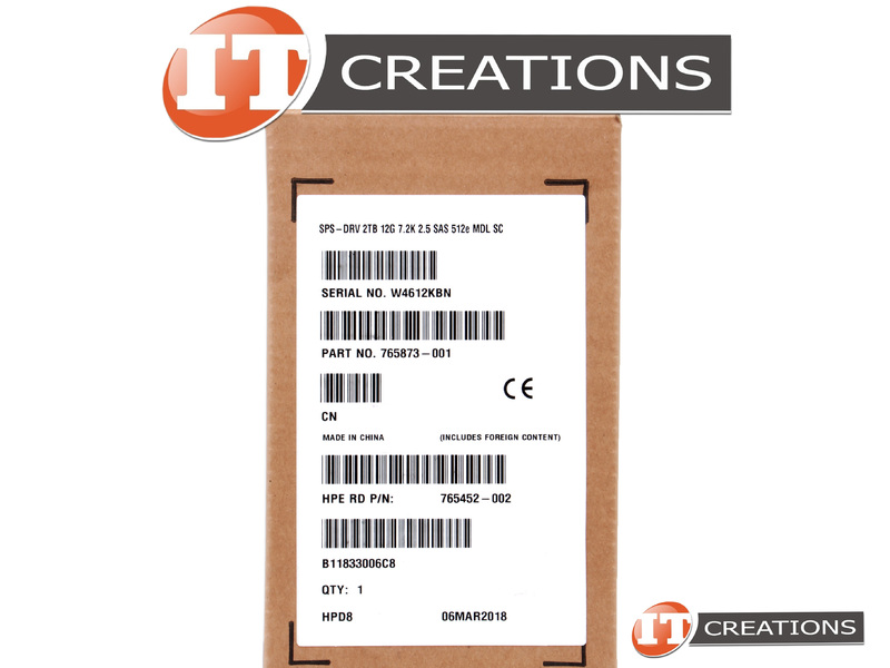 765873-001-RETAIL - Retail - HPE 2TB 7.2k RPM SAS III 2.5 Inch Small ...