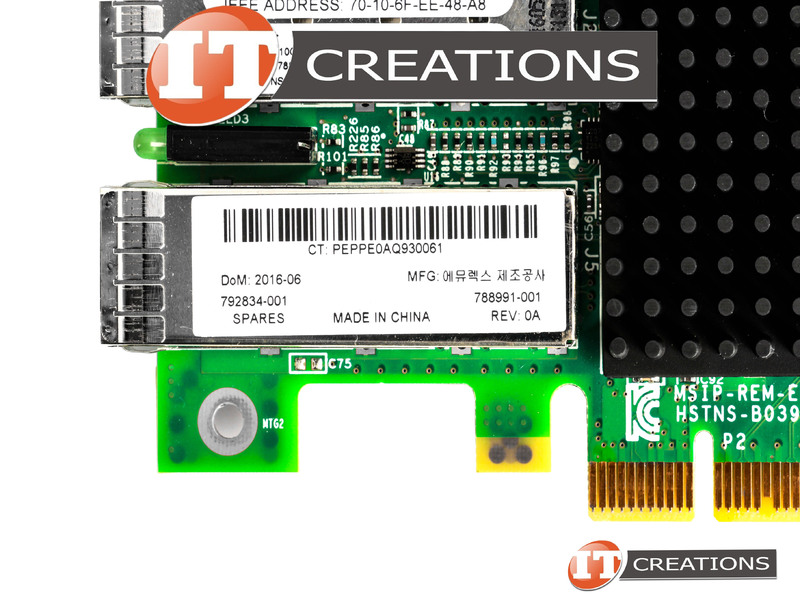 788995-B21-NO BRACKET HP 557sfp+ 10GB 2 Port PCI-E 3.0 X8 Ethernet ...