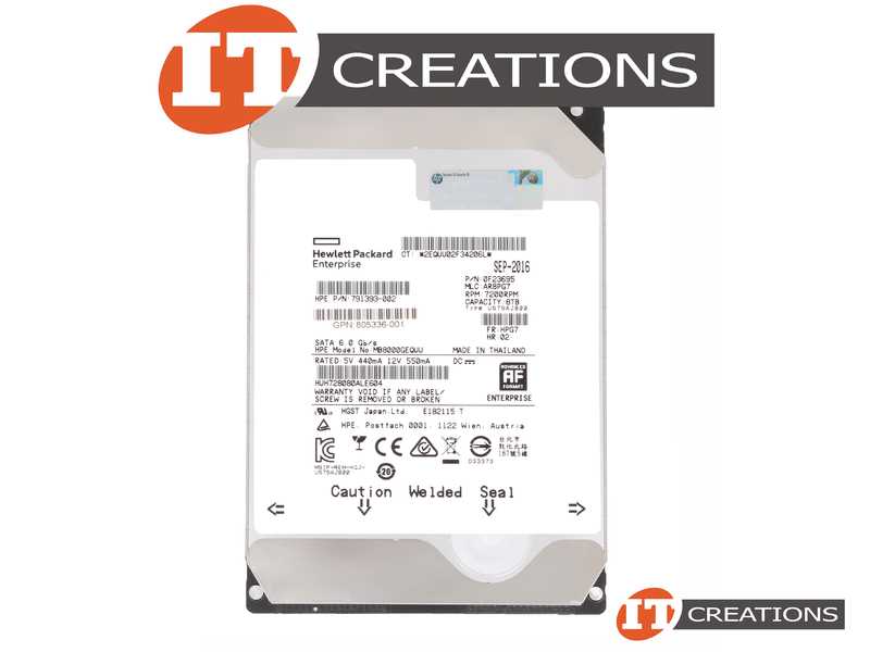 791393-002 - Refurbished - HP / HPE 8TB 7.2K RPM SATA III 3.5 INCH ...