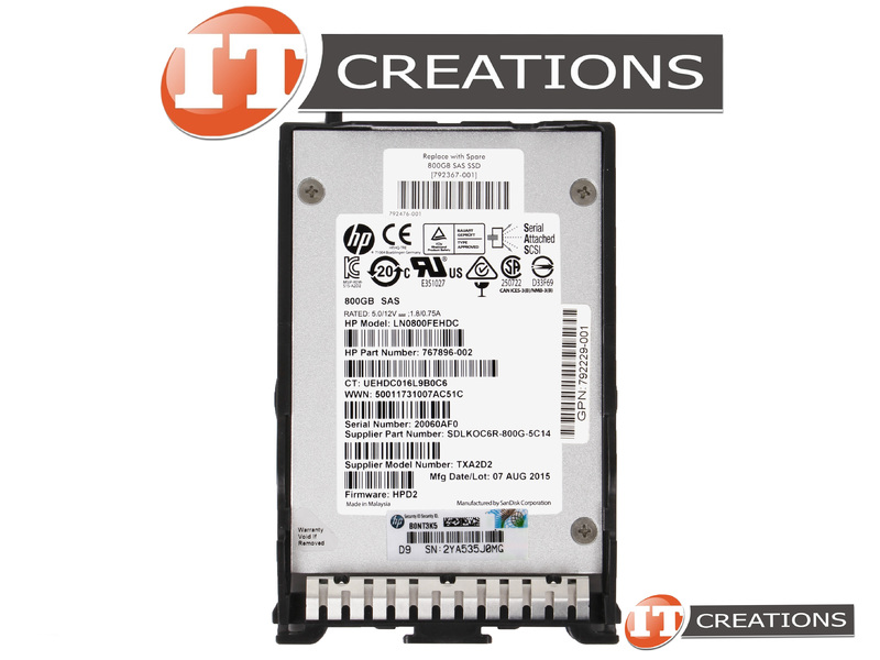 792367-001 - New - HP / SANDISK 800GB MLC SAS 2.5 INCH SMALL FORM ...